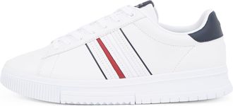 Tommy Hilfiger Herren Cupsole Sneaker Modern Stripes mit Logo, Weiß (White), 45