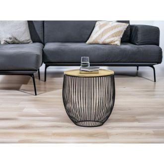 Mirrors and More Mirrors And More - Beistelltisch rina Korbtisch Metall Schwarz und Tischplatte Gold, H&ouml;he 42cm