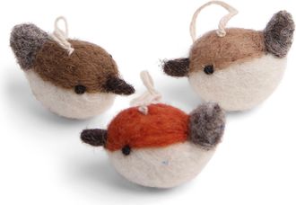 Én Gry & Sif kleine Vögelchen Anhänger aus Filz, Frühling, Ostern, Weihnachts-Deko - 3 Stück (braun)