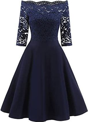 Generic Robe de Cocktail Femme Longue Robes Soirée en Dentelle Mousseline de Soie Robes Chic Elégant sans Manches Robe Asymétrique Sexy