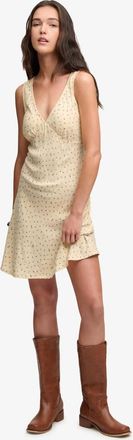 Superdry Minikleid in Gelb mit Wiesenrosenmuster und Herzausschnitt