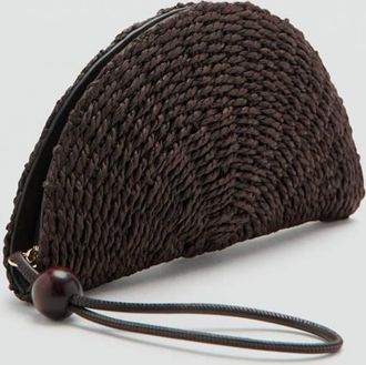 Mango Pochette fibres naturelles chocolat - Femme - Taille unique - MANGO