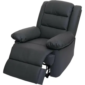 Hhg Fernsehsessel 841, Relaxsessel Liege Sessel, Leder + Kunstleder 101x87x100cm grau