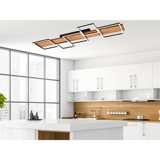 Trio Leuchten Flache led Deckenleuchte harper dimmbar Holzbrett naturbelassen, Breite 115cm