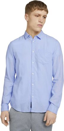 Tom Tailor Herren Fein strukturiertes Hemd aus Bio-Baumwolle 1023839, 25846 - Light Blue Dobby Structure, XL