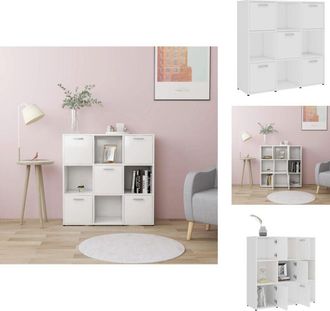 vidaXL Bücherregal Weiß 90x30x90 cm Holzwerkstoff - Buche Regal - Holzmöbel - Bücherregal Weiß - Aufbewahrung - Wohnraumorganisation