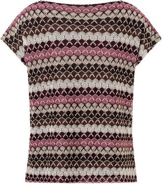 More & More Kurzarmshirt trendiges Ajourmuster-Kurzarmshirt