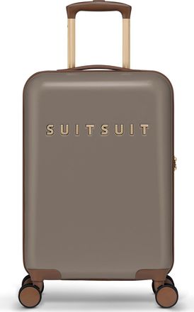 SuitSuit Handgepäck Koffer mit 4 Rollen 55 x 35 x 20 cm - Hartschalen Kabinentrolley mit TSA-Schloss - Fab Seventies Taupe
