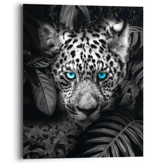 Reinders Wandbild, Leopard Blau, Kinderzimmer, Bilder, Wanddeko, Room Decor, MDF, Schwarz-Wei&szlig;, 50 x 40