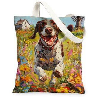 Generic Sac fourre-tout en toile r&eacute;utilisable pour le shopping, motif chien &agrave; poil court allemand, 33 x 38,1 cm, sac d&eacute;picerie r&eacute;utilisable pour femme, animal