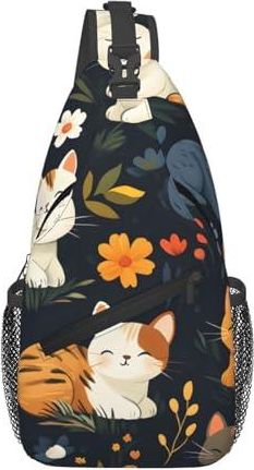 Generic Sacoche Tactique Motif animal chat mignon Antivol Sling Bag R&eacute;glable Sac &agrave; Poitrine pour Femme Homme Camping