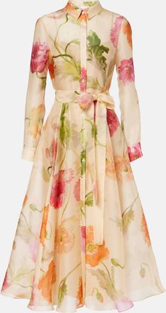 Carolina Herrera Robe chemise &agrave; fleurs en soie