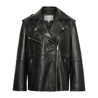 Gestuz Schwarze Lederjacke - - Jackets - Damen - Schwarzk - 2XS