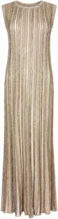 D.exterior Femme, Robes, Beige, Taille: 38 FR Sequin Striped Dress