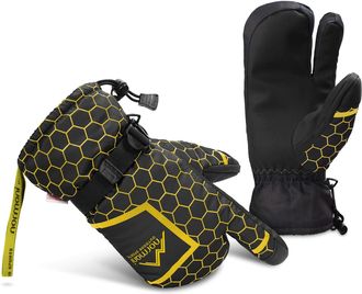 Normani Thermo Winterhandschuhe warm gef&uuml;ttert wasserdicht Winddicht atmungsaktiv Unisex Skihandschuhe mit ComforMax F&uuml;llung Farbe Schwarz/Gelb Gr&ouml;&szlig;e 3XL