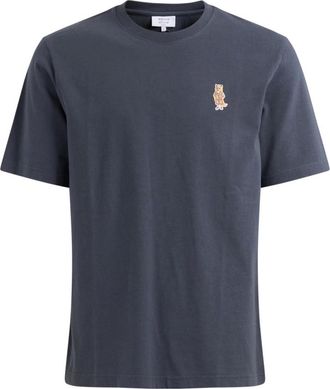 Maison Kitsun&eacute; Homme, Tops, Bleu, Taille: S T-shirt Confort Dressed Fox Maison Kitsun&eacute;