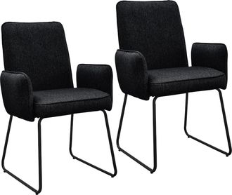 SVITA ALBA 2er Set Esszimmerstühle Armlehnstuhl Polsterstuhl Stoffbezug Schwarz