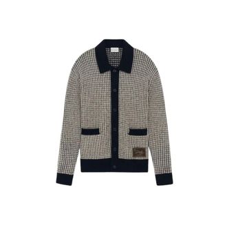 Dr&ocirc;le de Monsieur Cardigan en maille gaufr&eacute;e Dr&ocirc;le Patch - Homme - Pulls - Bleu - Taille: XS