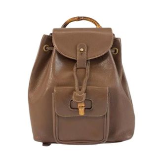 Gucci Sac &agrave; dos Pre-owned en cuir et bambou - Femme - Pre-owned - Brun - Taille: ONE Size