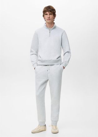 Mango Jogging coton taille &eacute;lastique gris chin&eacute; clair - Homme - XXL - MANGO MAN