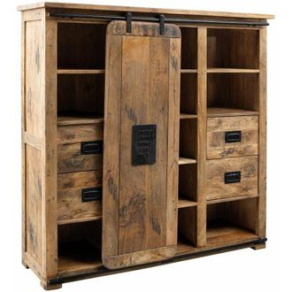 Massivmoebel24 Highboard Mango 142x45x147 natur lackiert railway 162