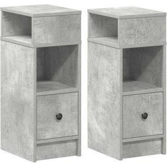 vidaXL Tables de chevet 2 pcs avec tiroir gris b&eacute;ton 25x31x66 cm vidaXL