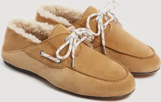 Sandro Chaussures bateau peau lain&eacute;e