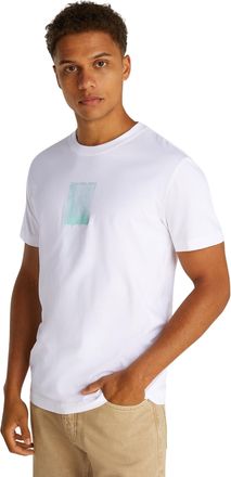 Calvin Klein Herren T-Shirt Kurzarm Brush Stroke Graphic Tee Regular Fit, Wei&szlig; (Bright White), XL
