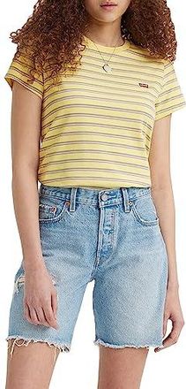 Levi's Femme Perfect Tee, Cool Stripe Powdered Yellow, XS