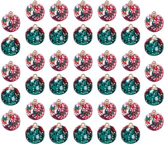Milisten 40 St&uuml;ck Weihnachtsstoff-Kugel-Anh&auml;nger, Weihnachtsschmuck-Anh&auml;nger, Weihnachtsarmband-Charm, gr&uuml;ne und rote Kugel, Weihnachts-Charm-, Weihnachts-Bast