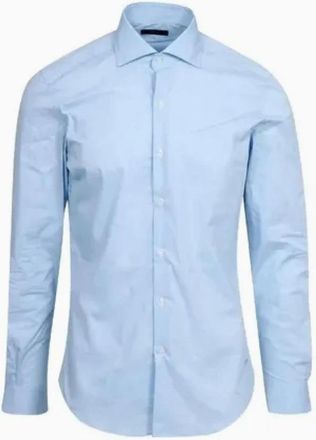 Fay Homme, Chemises, Bleu, Taille: 2XL Collo Francese Stretch Shirt