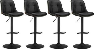 Vasagle Vasagle - Tabourets de Bar, Lot de 4, Chaise de Cuisine, Si&egrave;ge Pivotant &agrave; Hauteur R&eacute;glable, Matelass&eacute;, en pu, avec Dossier et Repose-Pieds, Salle &agrave;