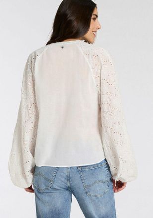 HUGO BOSS Langarmbluse Belvast Premium Damenmode Baumwoll-Musselin mit Broderie-Anglaise