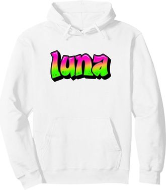BDAZ Luna Graffiti Personalisierter Name Gr&uuml;n Rosa Frauen M&auml;dchen Pullover Hoodie