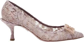 Dolce & Gabbana Femme, Chaussures, Rose, Taille: 35 1/2 EU Escarpin en dentelle avec logo et perles