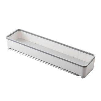 NUOBESTY FIXOSHEE Plastik Wandregal mit Handtuchhalter Multifunktionales Wandmontiertes Aufbewahrungsregal für Bad und Küche Graues Langlebiges Organizer Brett