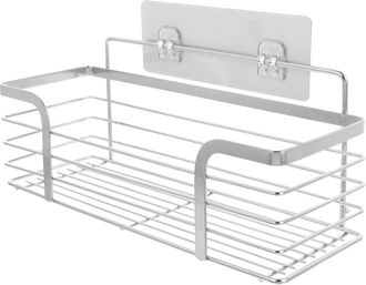 BESPORTBLE Milisten Selbstklebendes Aufbewahrungsregal aus Edelstahl 304, 25cm Wandmontiertes Dusch und Badezimmerregal mit R&uuml;ckstandsfreier Klebefl&auml;che Breites 