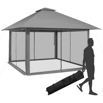 Costway Costway - Tonnelle de jardin pliante 4 x 4M avec parois lat&eacute;rales en maille zipp&eacute;es - Toit double ventilation en tissu Oxford - Sac de transport