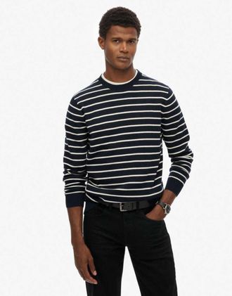 Superdry Pullover mit Bretonstreifen in Marineblau