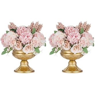 Nuptio Nuptio Lot de 2 Mini Pots de Fleurs en M&eacute;tal &Eacute;l&eacute;gants pour Centre de Table de Mariage, D&eacute;coration de F&ecirc;te, 12,6 cm de Haut, Vase Trompette pour Annive