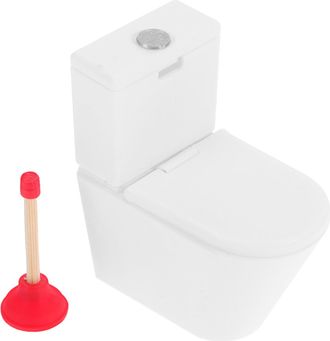 Amosfun Miniatur Badmöbel Puppenhaus Toilette Und Pümpel Realistisches Badezimmer Modell Für Kreative DIY Dekoration in Miniatur Häusern