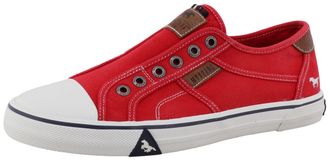 Mustang Jeans Slip-On Sneaker MUSTANG SHOES Ignazio, Herren, Gr. 42, rot, Baumwolle, Schuhe, Slipper, Freizeitschuh, Halbschuh mit Logo-Aufn&auml;hern