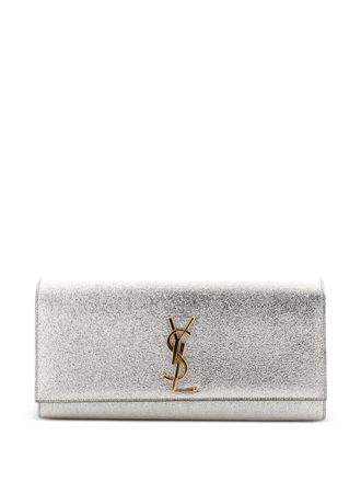 Saint Laurent Classic Monogram Metallic Calfskin Long clutch bag - Silber