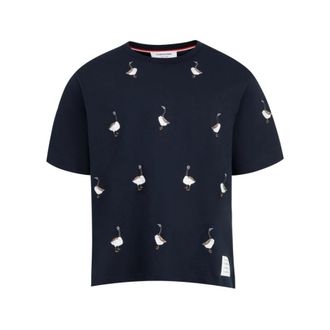 Thom Browne Geese Print Jersey Tee - - Tops - Damen - Blau - L