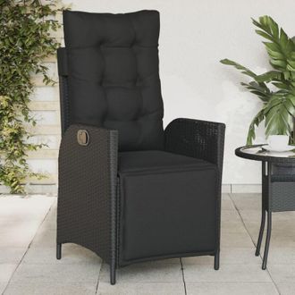 vidaXL Vidaxl - Chaise inclinable de jardin et repose-pied noir r&eacute;sine tress&eacute;e