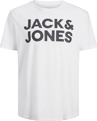 Jack & Jones T-Shirt Homme avec Logo, Grande Taille, col Rond, Manches Courtes, Tee-Shirt Oversize JJECORP, Couleurs:Blanc, Size:XXL