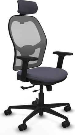 Piqueras y Crespo Ergonomischer Drehstuhl mit 2D-Armen, h&ouml;henverstellbare Lendenwirbelst&uuml;tze und h&ouml;henverstellbares Kopfteil, Grau/Dunkelgrau