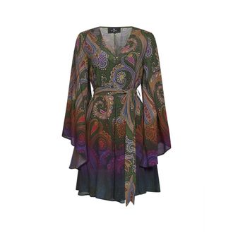 Etro Minikleid mit G&uuml;rtel und Degrad&eacute; Paisley-Motiv - - Dresses - Damen - Mehrfarbig - M