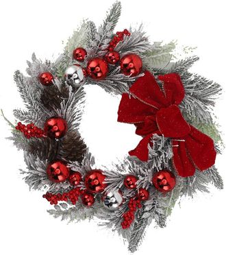 Dioche 45 cm, 45,7 cm, Weihnachtskranz, Dekorationen, K&uuml;nstlicher Weihnachtskranz f&uuml;r T&uuml;r, Wand, Tischdekoration, Beflocktes Material, PVC, Pl&uuml;sch, Urlaubs- 