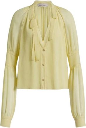 Alberta Ferretti Femme, Blouses et Chemises, Jaune, Taille: 36 FR Chemisier en cr&ecirc;pon de soie